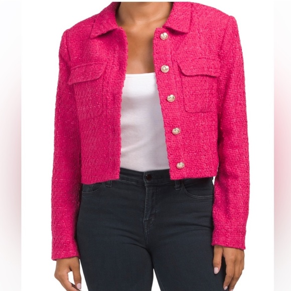 Rachel Zoe | Jackets & Coats | Rachel Zoe Hit Pink Tweed Blazer | Poshmark